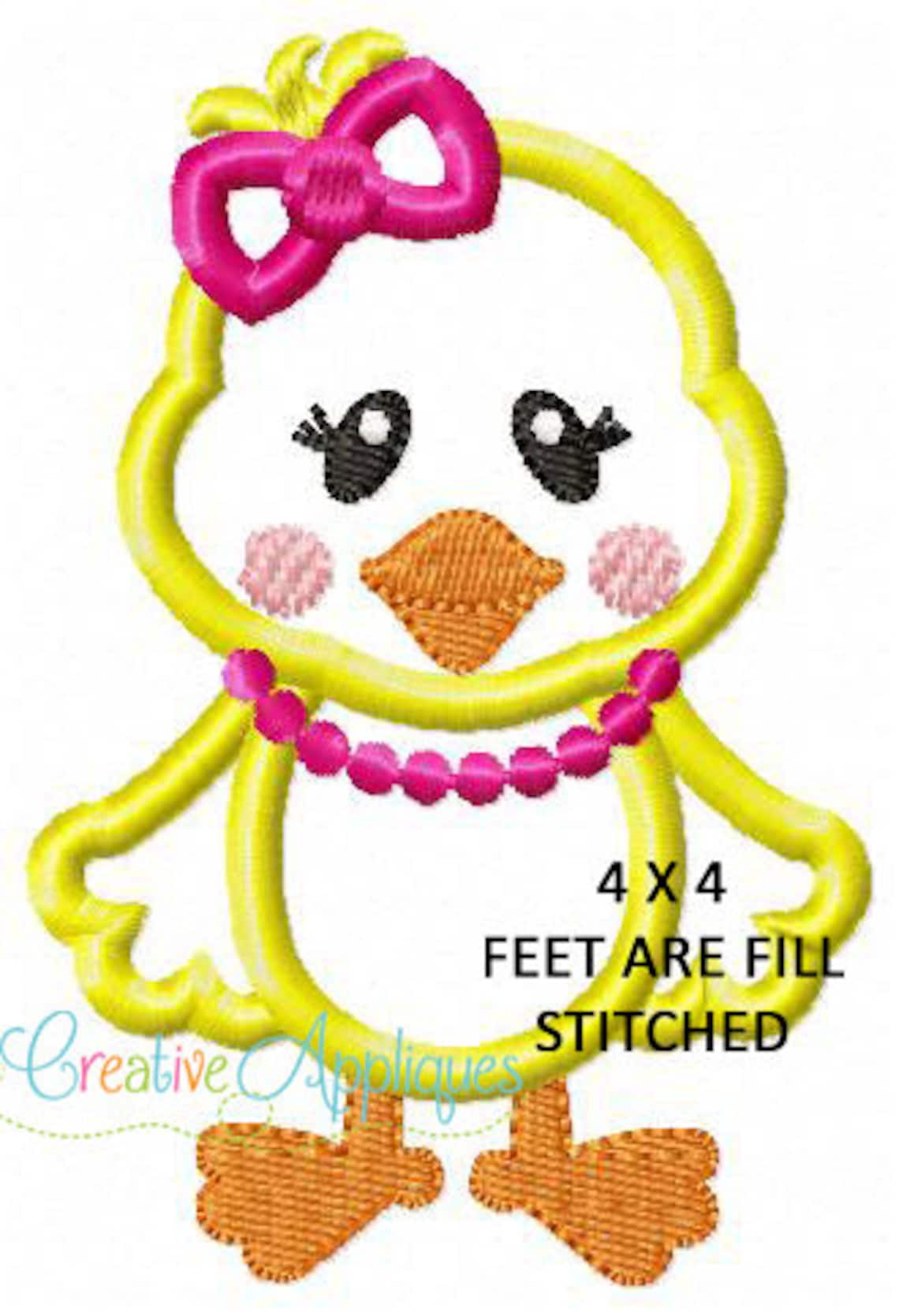 Chick Girl Easter Machine Embroidery Applique Design 4 Sizes, Chick ...
