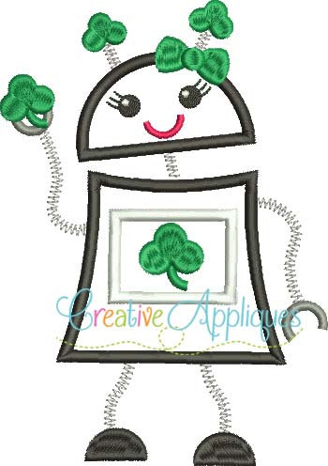 Robot Girl Clover Shamrock St Patrick'sday 5 Sizes Digital Machine ...