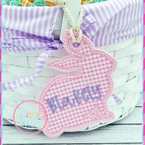 Rabbit Silhouette Tag in the Hoop Applique Machine Embroidery Design ...