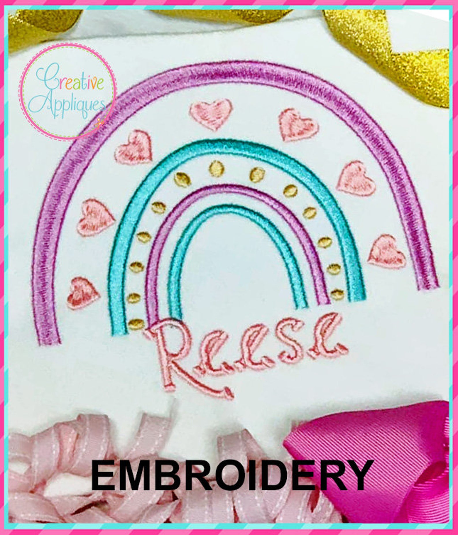 Rainbow Machine Embroidery Design 5 SIZES, Rainbow Embroidery, Boho ...