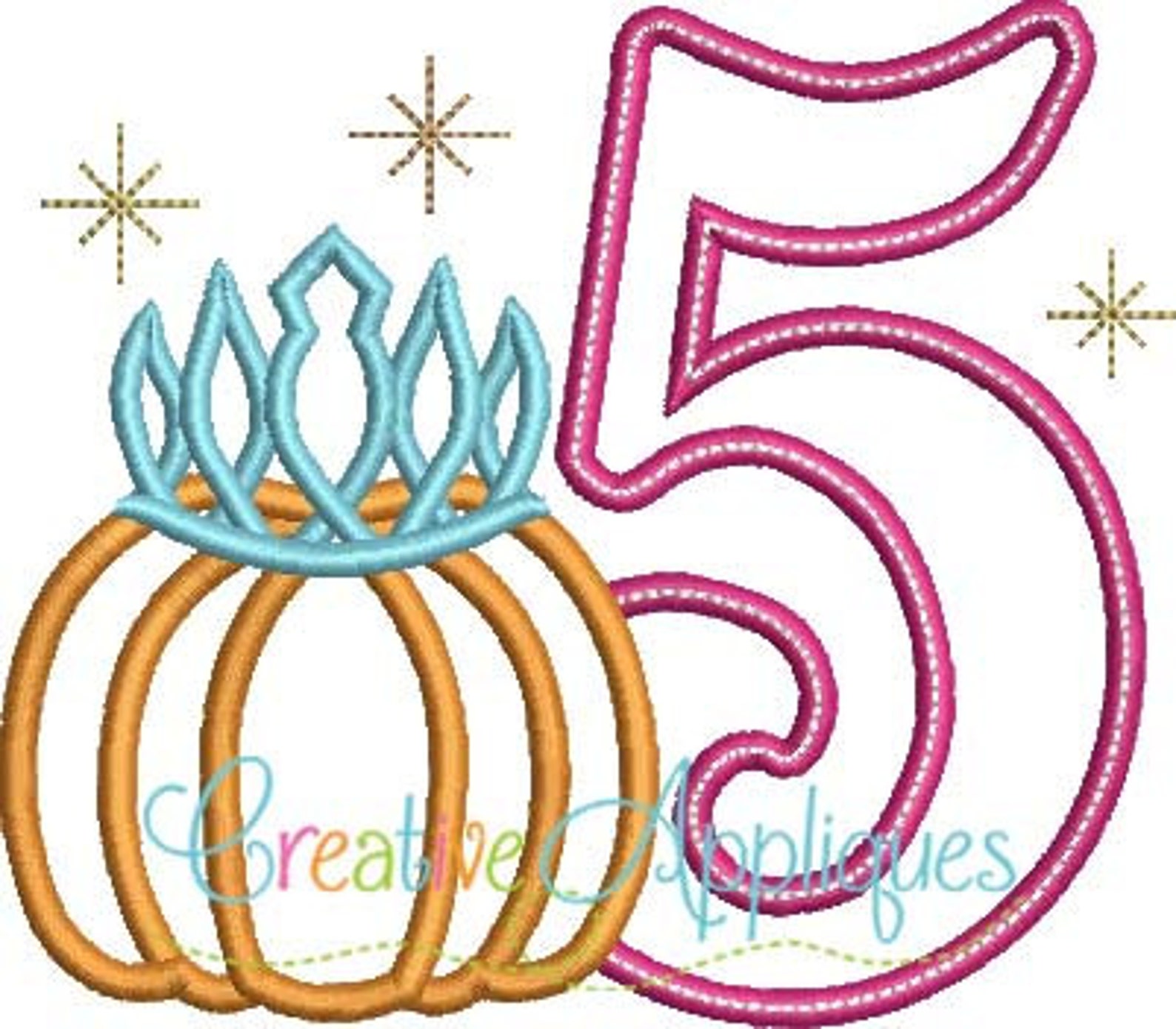 Pumpkin Princess Crown Number 5 Digital Machine Embroidery | Etsy