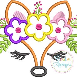 Fox Face Crown Digital Machine Embroidery Applique Design 4 SIZES, Fox ...