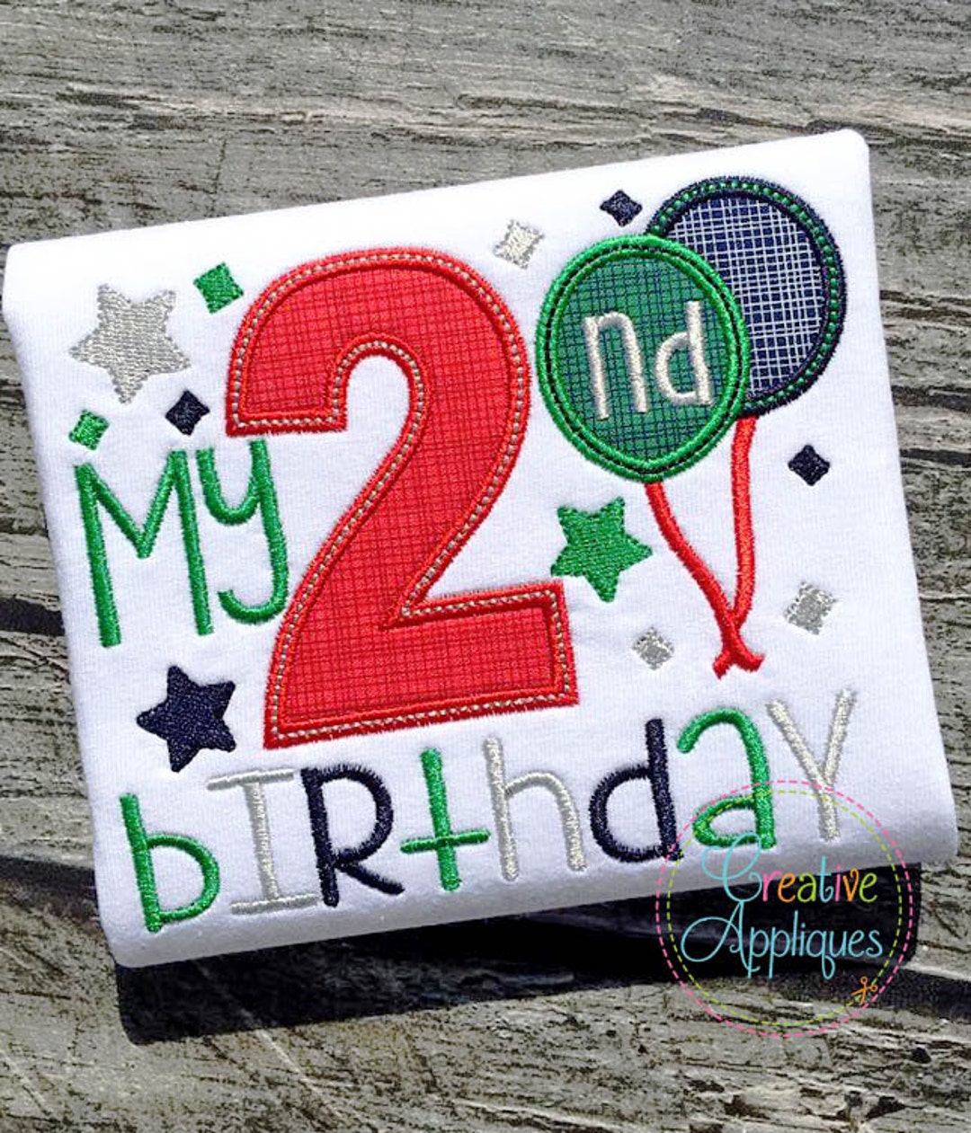 My 2nd Birthday Applique Digital Machine Embroidery Design 4 Sizes, 2nd ...