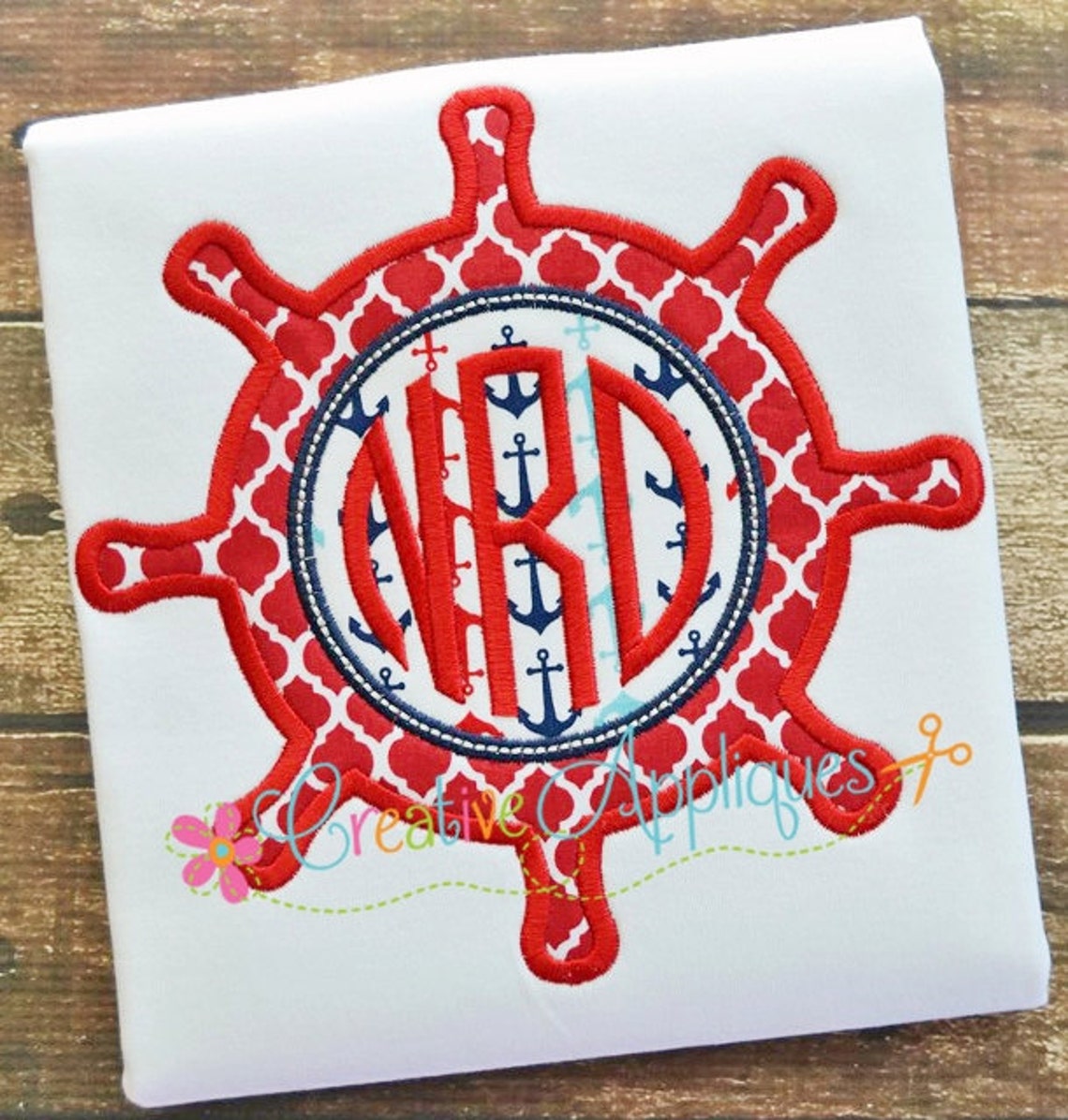 Captain Ship Wheel Monogram Digital Machine Embroidery - Etsy