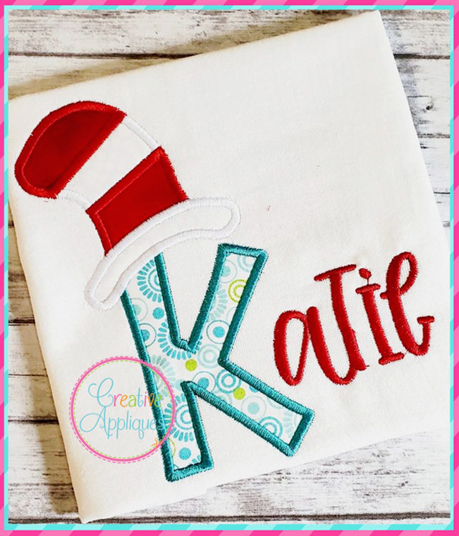 Striped Hat Applique Alphabet Letter Set A-Z Applique Machine ...