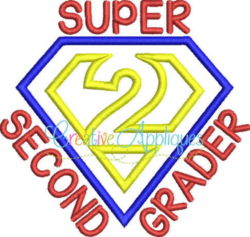 Super 2nd Second Grade Grader Digital Machine Embroidery Applique ...