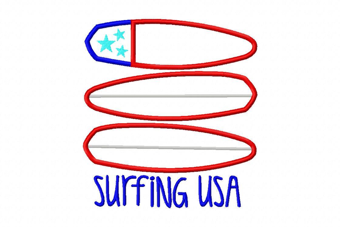 Surfing Usa Applique Machine Embroidery Design, Patriotic Applique ...