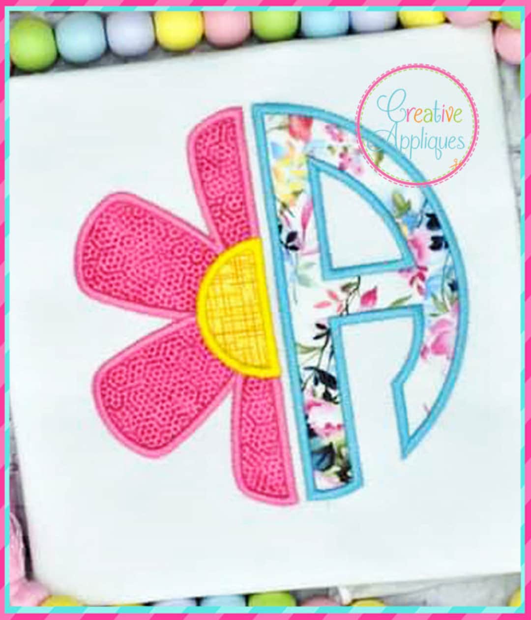 6 Sizes! Flower Circle Alphabet Letter Uppercase A Thru Z, Applique ...