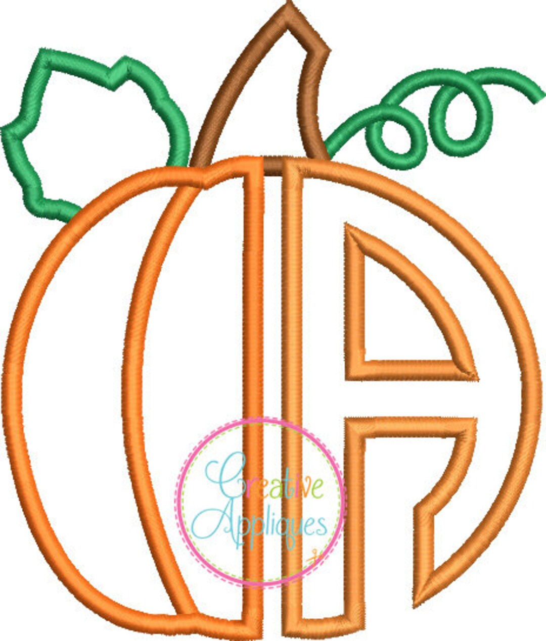 Pumpkin Circle Alphabet Letter Set A-Z Applique Machine Embroidery ...