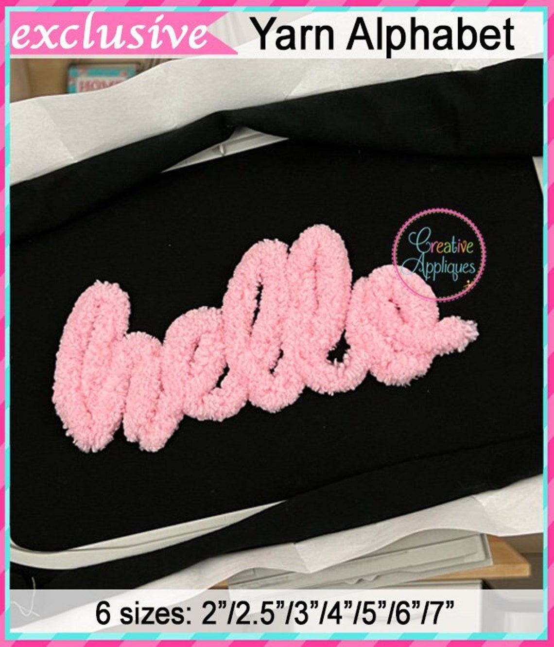 Script Yarn Alphabet Embroidery Machine Design 7 Sizes! Applique ...