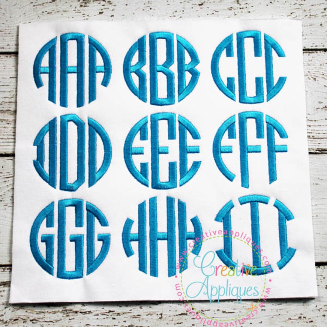 5 Sizes BX Natural Circle Embroidery Monogram Alphabet Font + 6 Frames ...