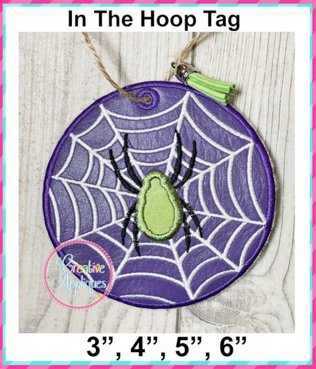 Spider Web Tag in the Hoop Machine Embroidery Design 4 Sizes, Luggage ...