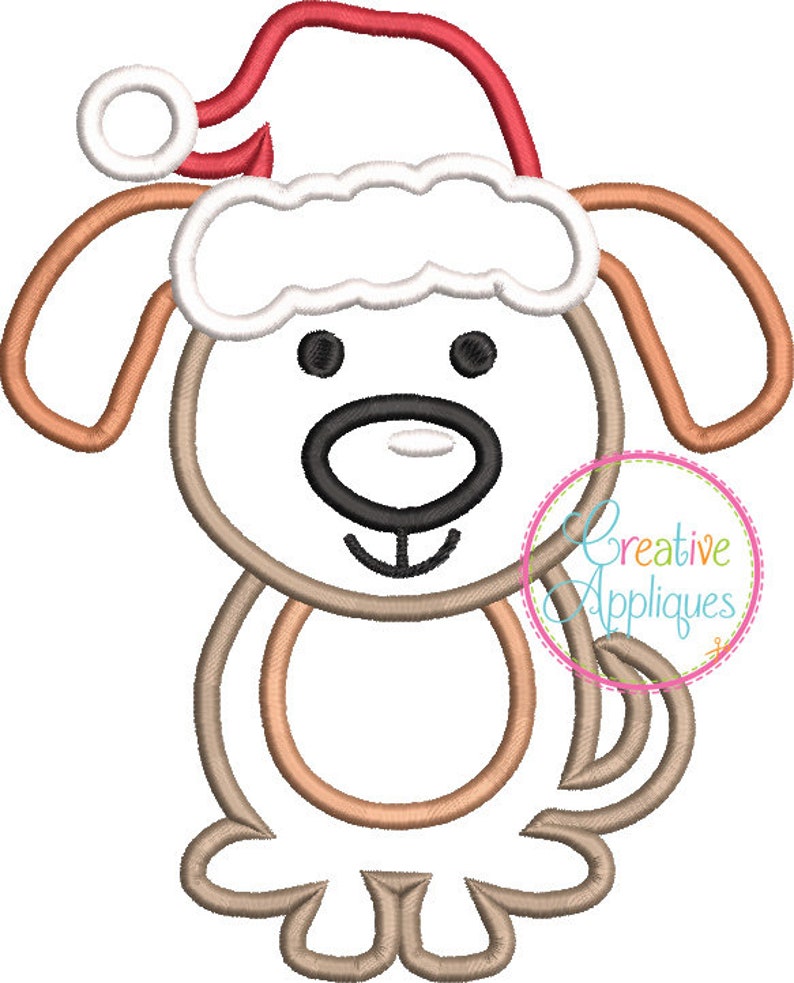 Santa Dog Digital Machine Embroidery Design 4 Sizes, Santa Dog ...