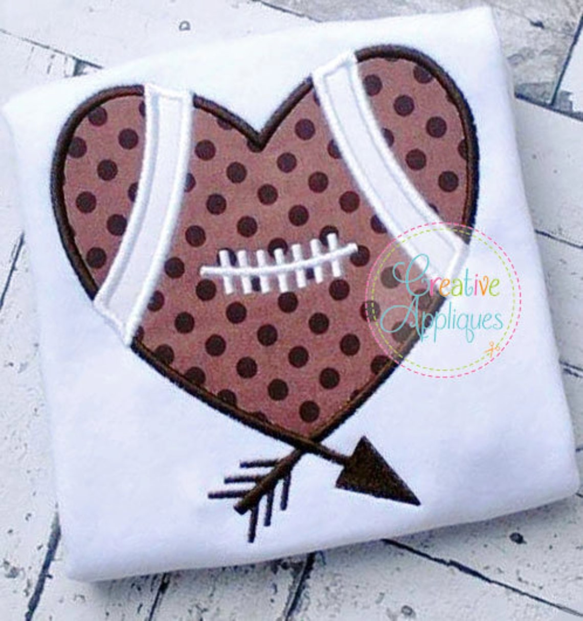 Football Arrow Heart Digital Machine Embroidery Applique - Etsy