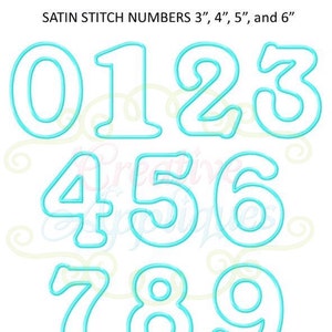 Number Set 0 Thru 9 4 Different Stitch Types Vintage, Bean, Lace, Satin ...