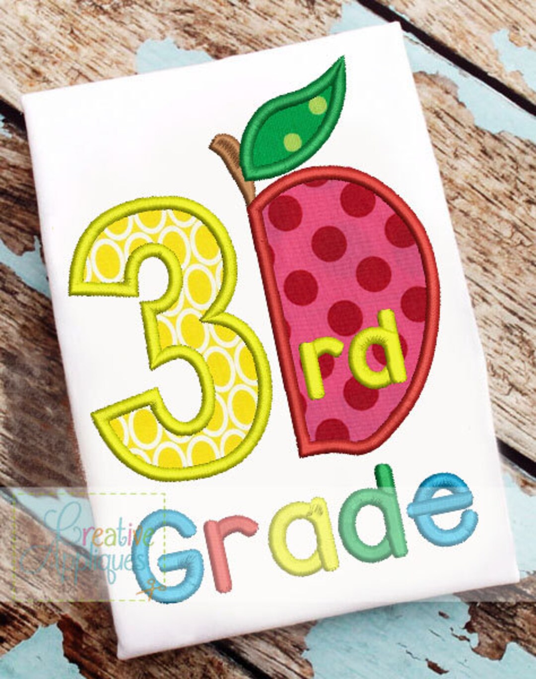 3rd Third Grade Applique Digital Machine Embroidery Applique Design 4 ...