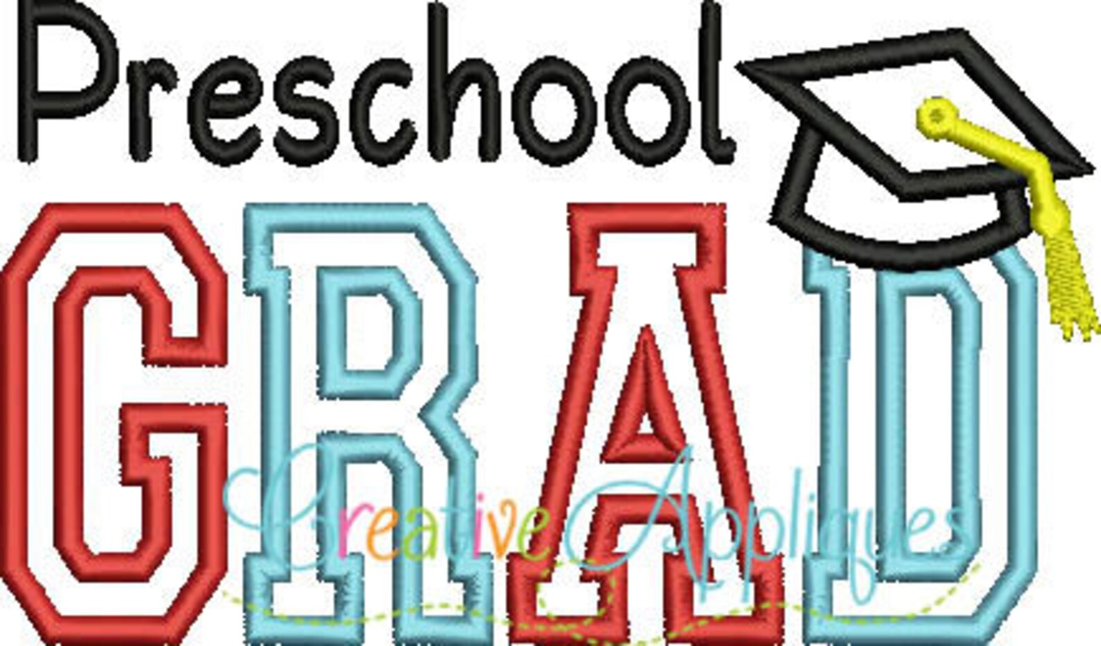 Preschool Grad Graduate Graduation Digital Machine Embroidery Applique ...