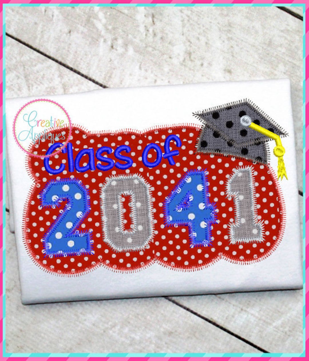 Zigzag Stitch Class of 2041 Graduation Digital Machine Embroidery ...