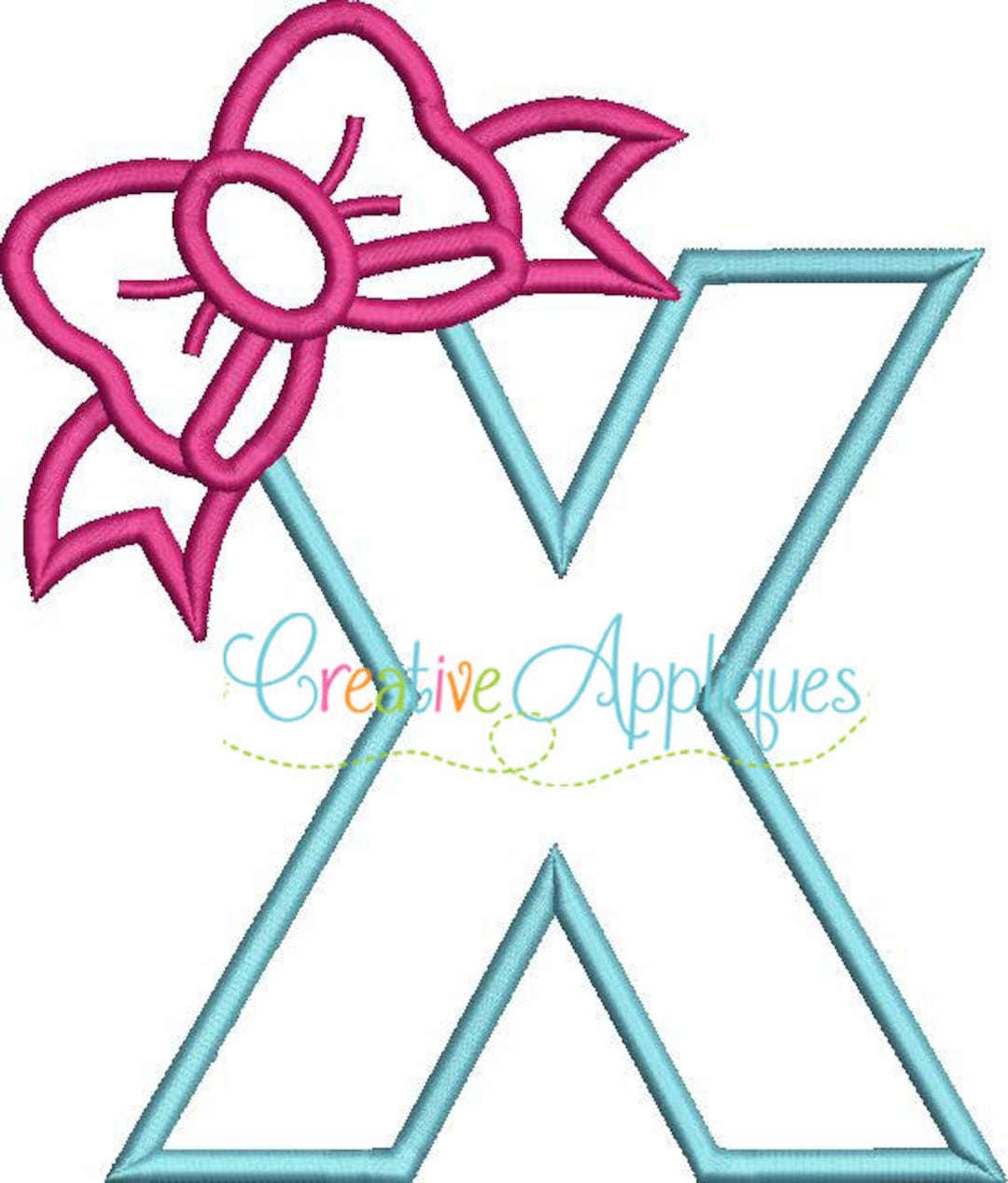 X Bow Letter X Applique Machine Embroidery Design 4 Sizes, Bow Letter ...