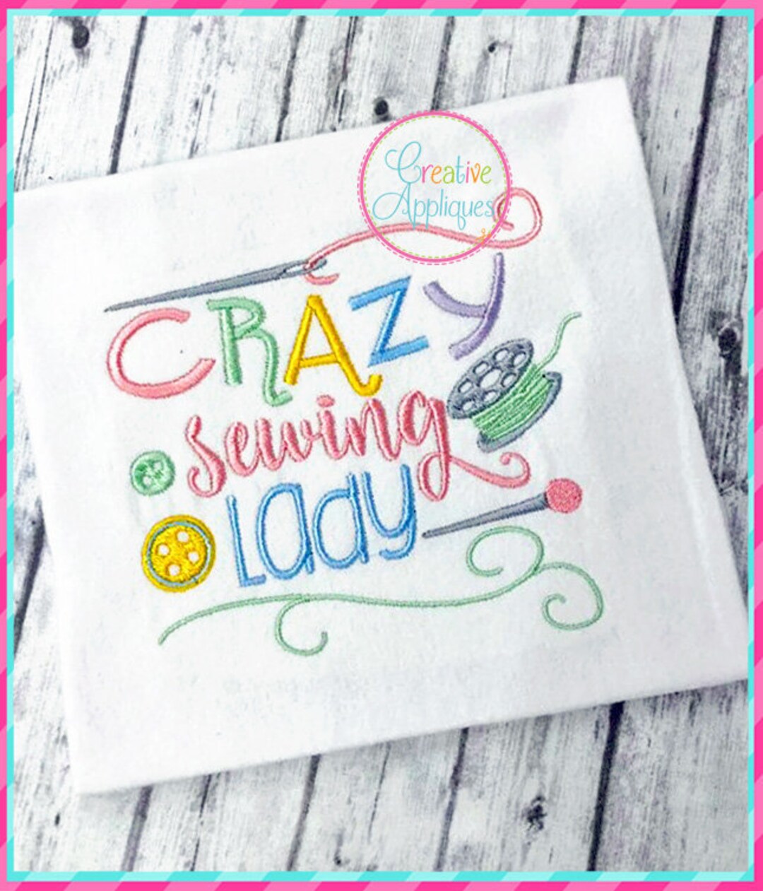 Crazy Sewing Lady Digital Machine Embroidery Design 4 Sizes, Sewing ...