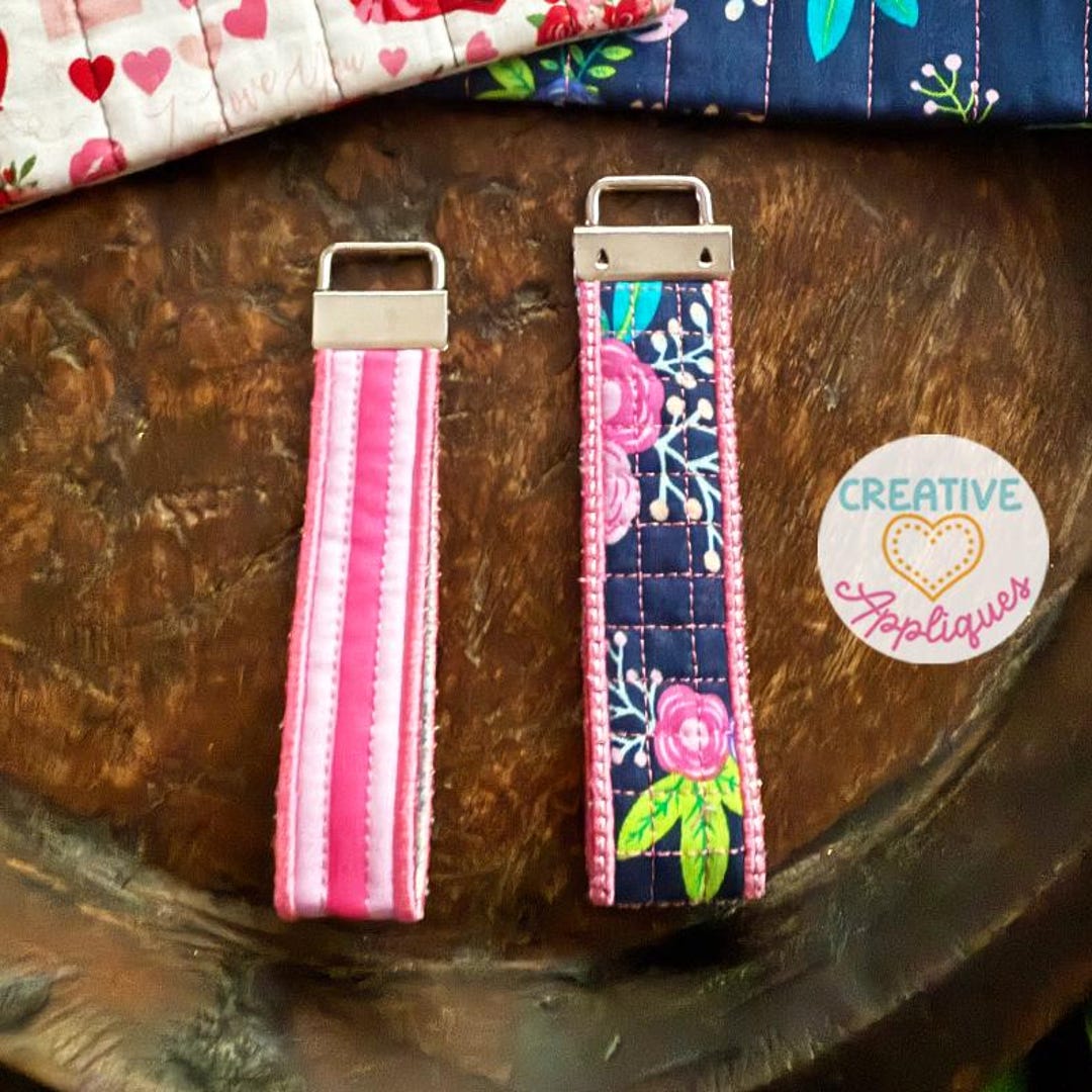 In the Hoop Satin Wristlet Key Fob Set, Machine Embroidery Design, in ...