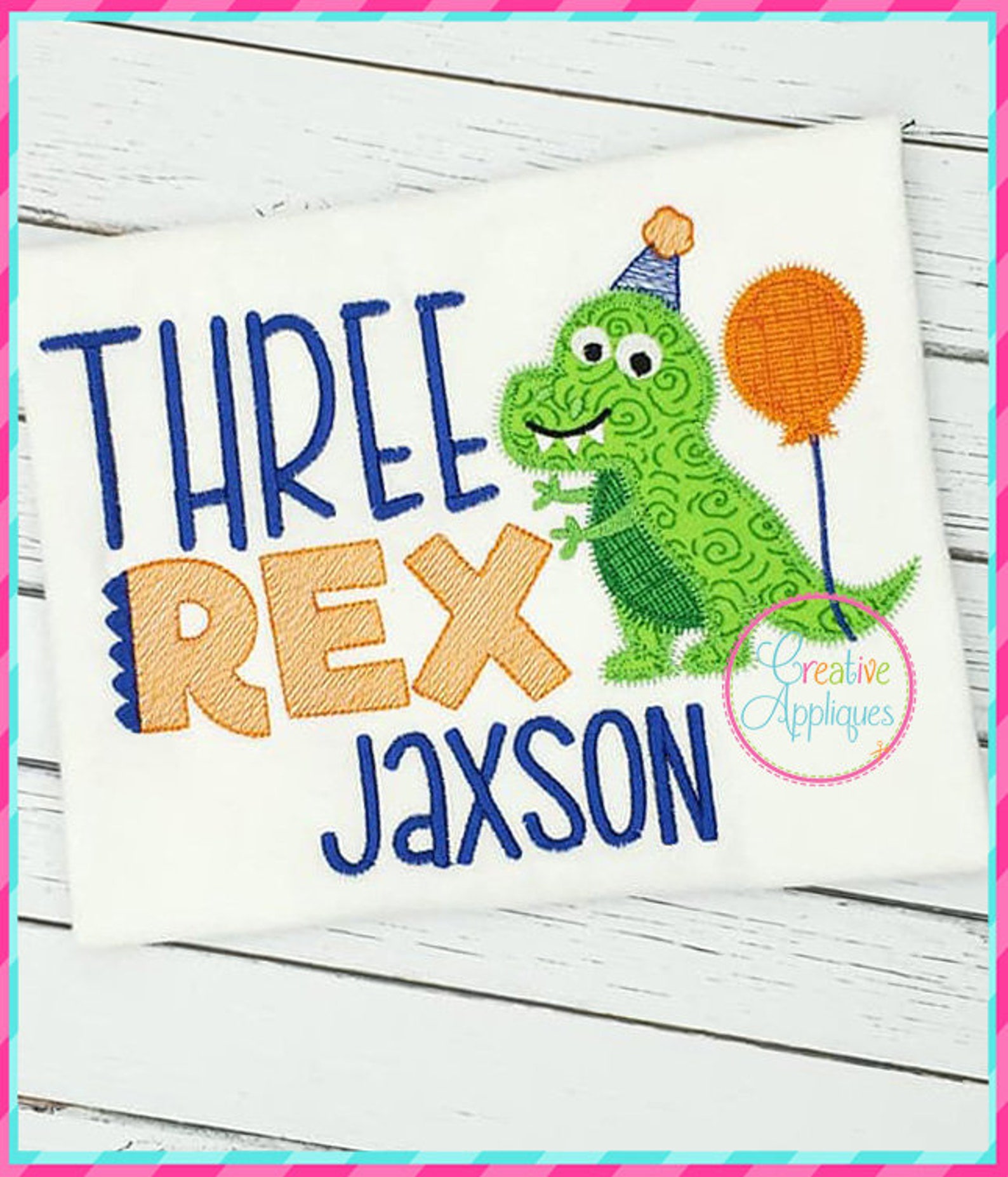 Three Rex 3rd Birthday Digital Machine Embroidery Design 4 - Etsy
