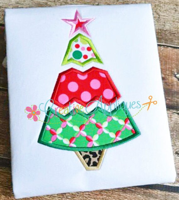 Chevron Christmas Tree Applique Machine Embroidery Design 4 | Etsy
