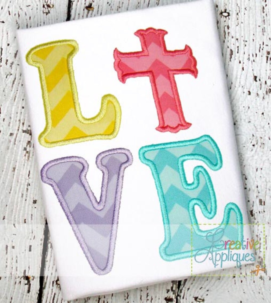 LOVE Cross Digital Machine Embroidery Applique Design 4 Sizes - Etsy