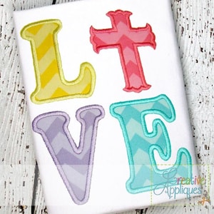 LOVE Cross Digital Machine Embroidery Applique Design 4 Sizes - Etsy
