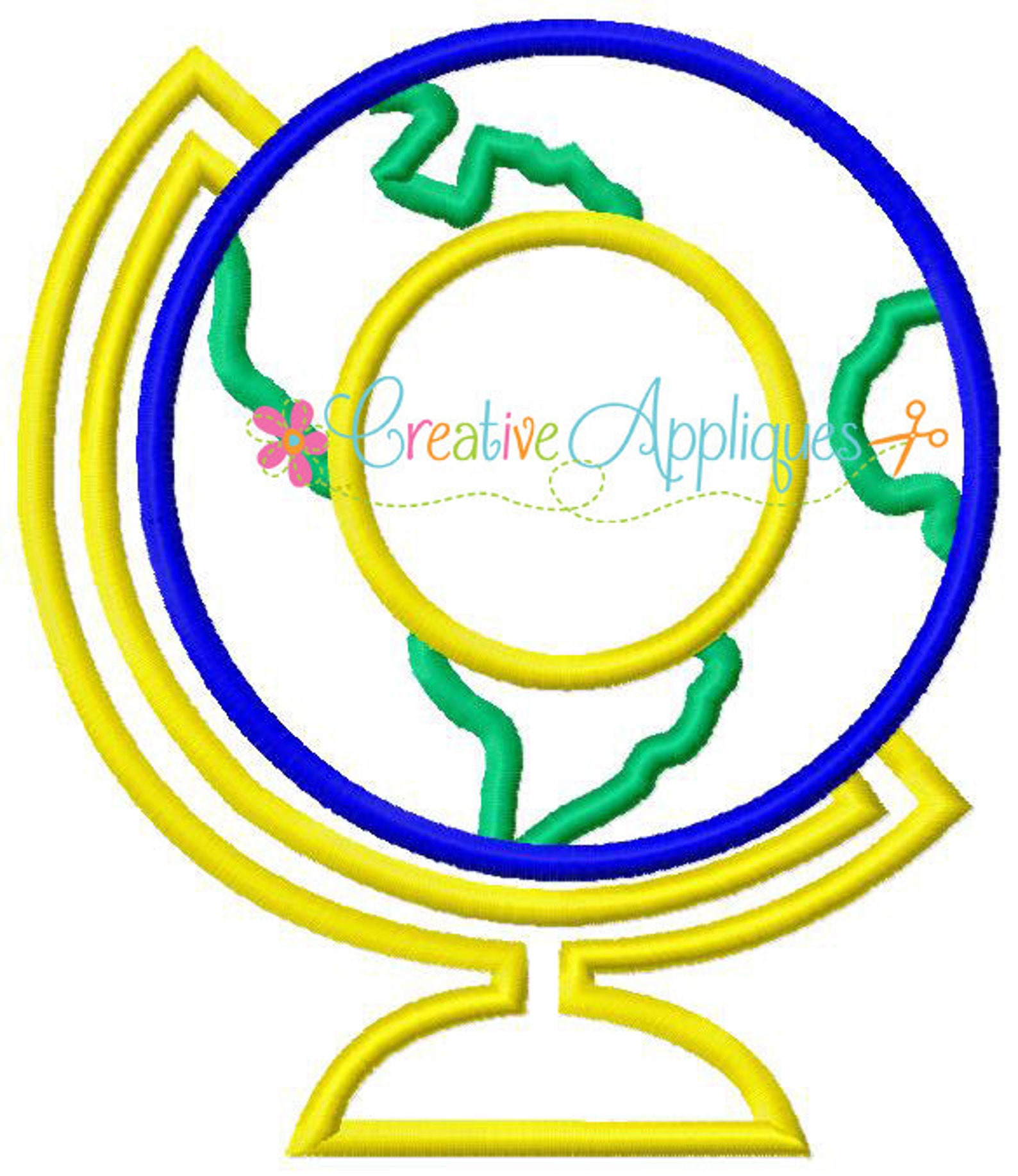 Earth Globe Monogram Digital Machine Embroidery Applique | Etsy