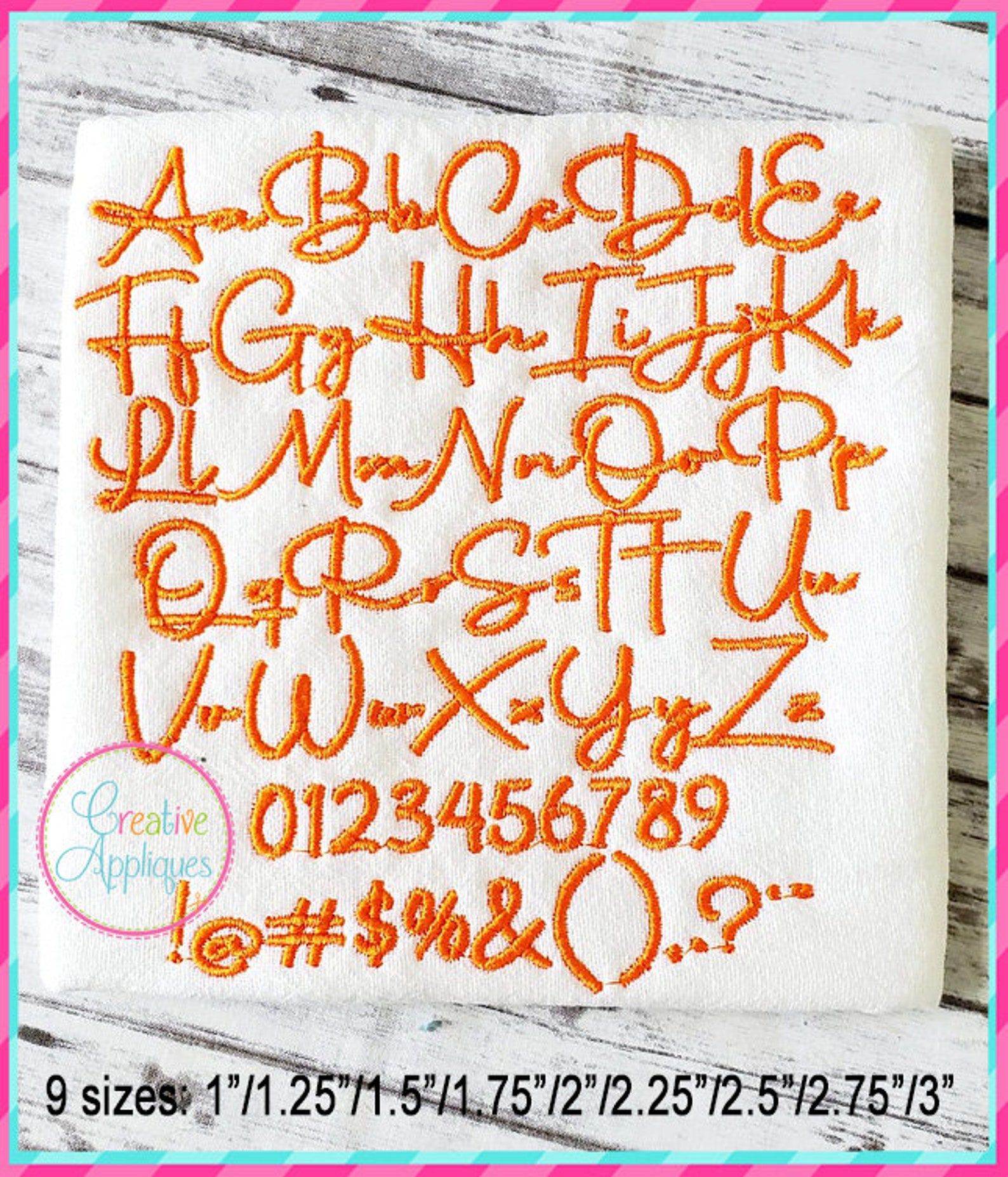 9 Sizes Autograph Embroidery Alphabet Font Digital Machine Embroidery ...