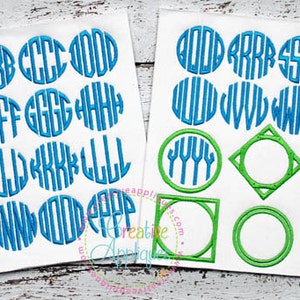 EXCLUSIVE 4 Sizes Natural Circle 4 Letter Monogram Embroidery Alphabet ...