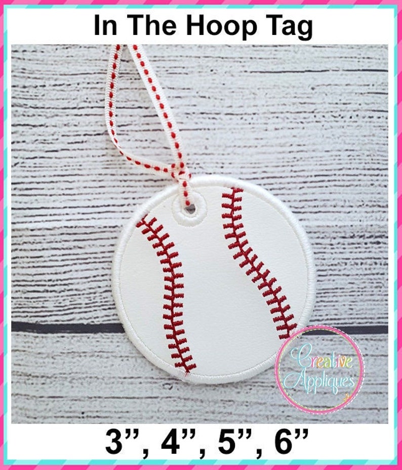 Baseball Tag in the Hoop Embroidery Design 4 Sizes Bag Tag - Etsy