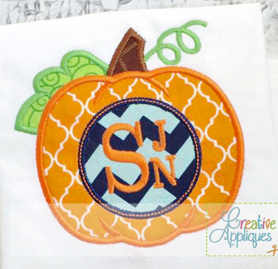 Pumpkin Monogram Applique Digital Machine Embroidery Design 4 Sizes ...