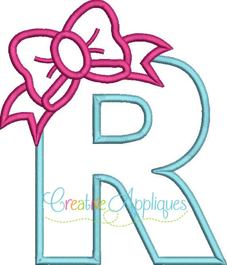 Bow Letter R Applique Machine Embroidery Design 4 Sizes Bow - Etsy
