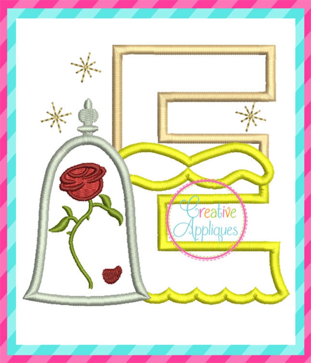 Letter E Beauty Rose Princess Alphabet Letter Applique Machine ...