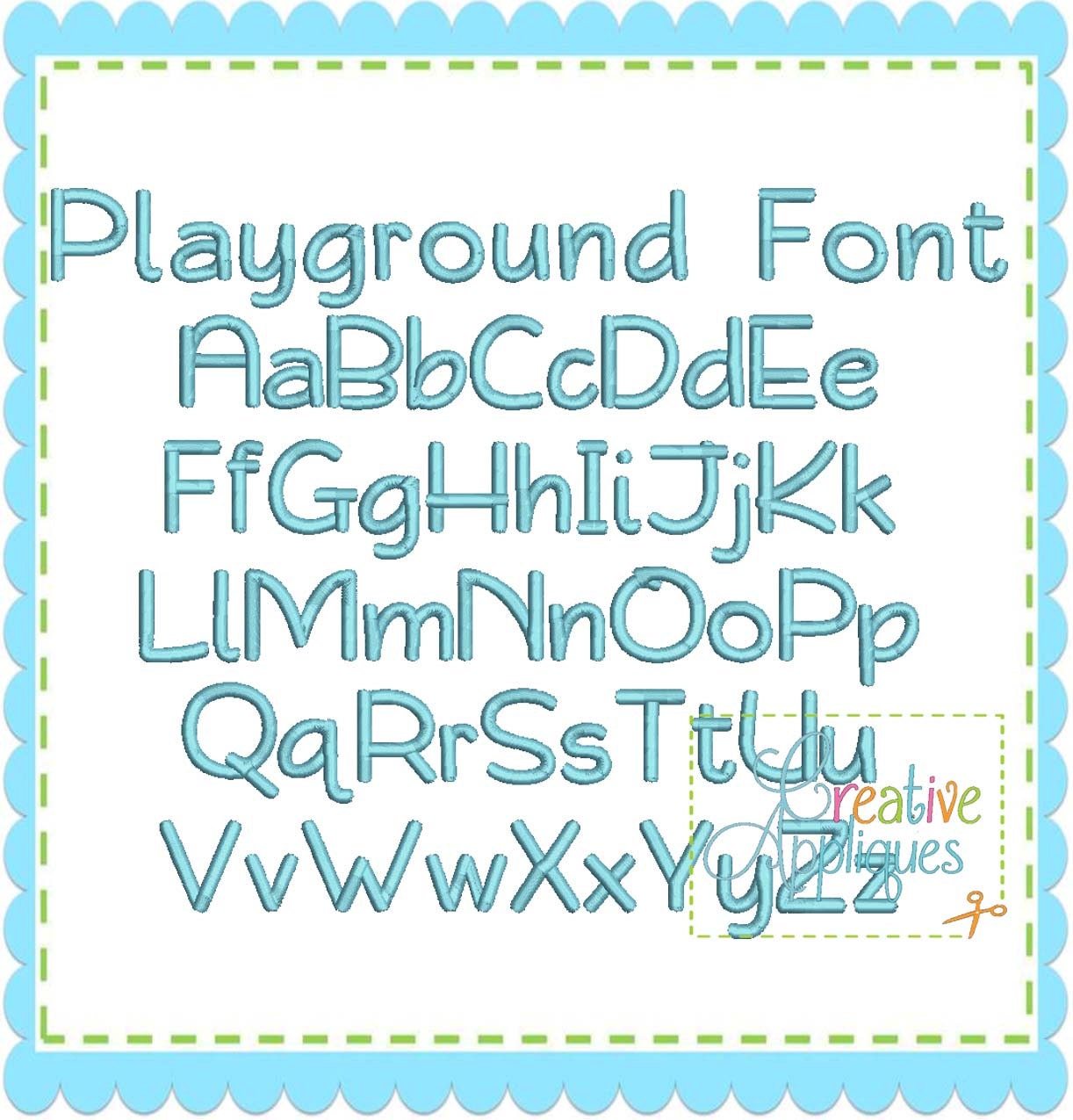 Playground 6 SIZES Embroidery Font Alphabet Digital Machine Embroidery ...