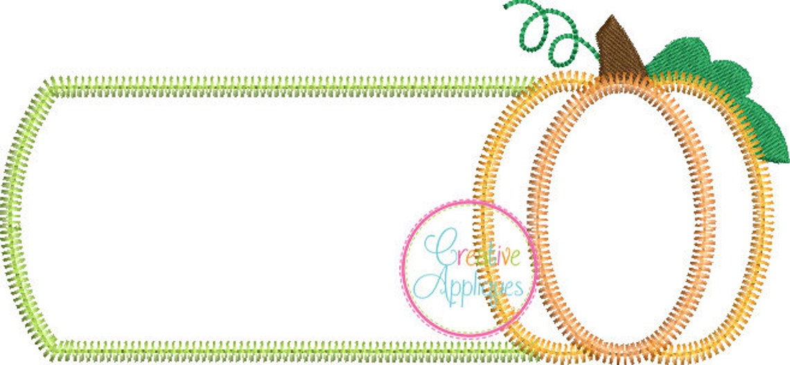 Zigzag Stitch Pumpkin Frame Digital Machine Embroidery - Etsy