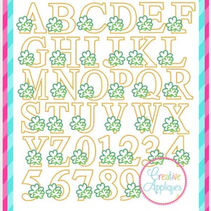 Shamrock Clover Alphabet Letter Set A-Z + Number 0-9 Applique Machine ...