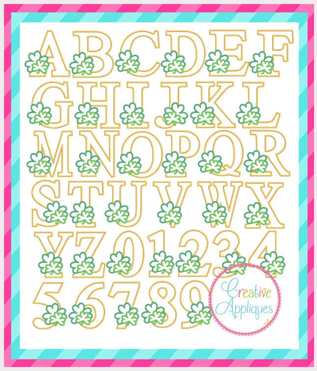 Shamrock Clover Alphabet Letter Set A-Z Number 0-9 Applique | Etsy