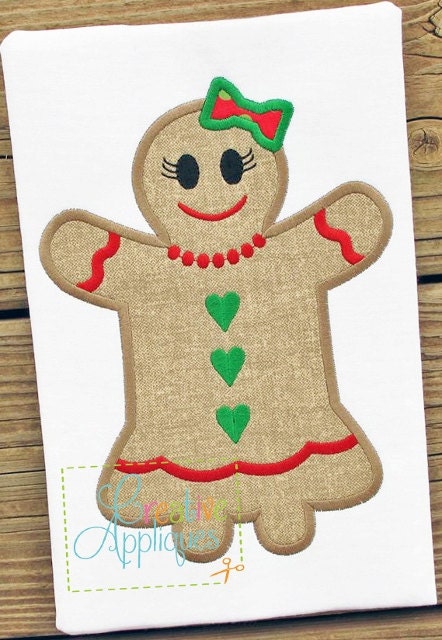 Gingerbread Girl Digital Machine Embroidery Applique Design 4 - Etsy