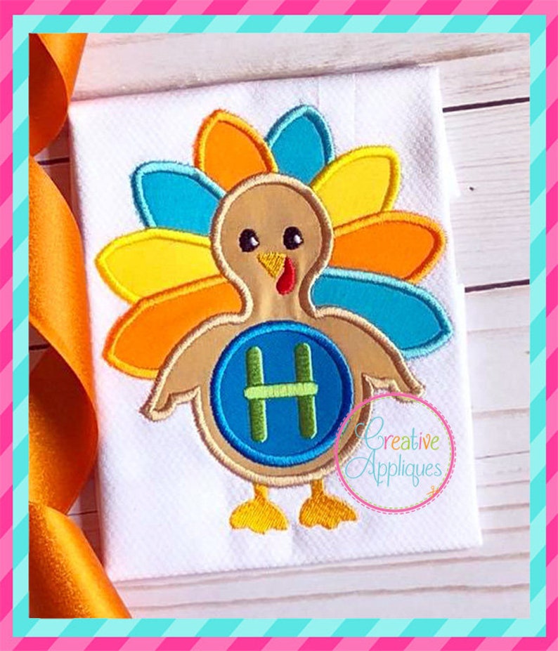 Turkey Monogram Digital Machine Embroidery Applique Design 4 | Etsy