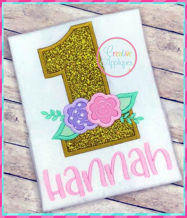 4 Sizes! 1 Flower Number Set, Applique Machine Embroidery Design ...