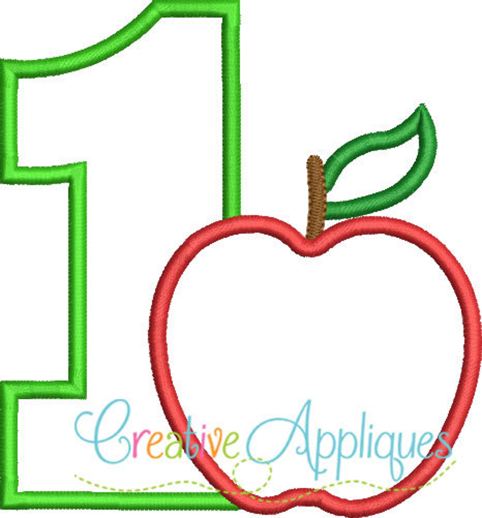 Apple 1 One First 1st Birthday Digital Machine Embroidery Applique ...