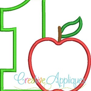 Apple 1 One First 1st Birthday Digital Machine Embroidery Applique ...