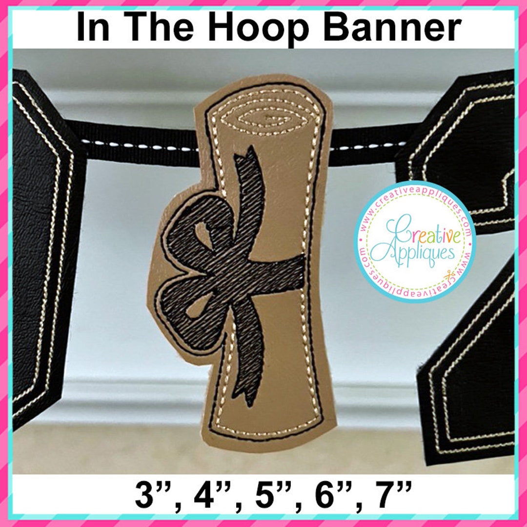 Diploma Banner in the Hoop Digital Machine Embroidery Applique Design ...