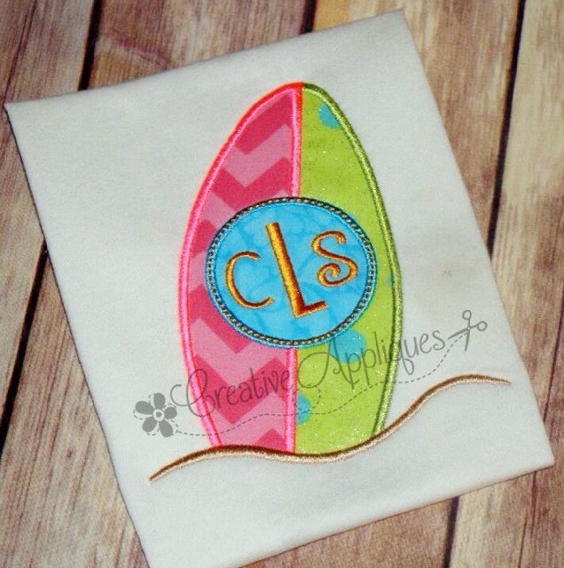 Surfboard Monogram Machine Embroidery Applique Design - Etsy