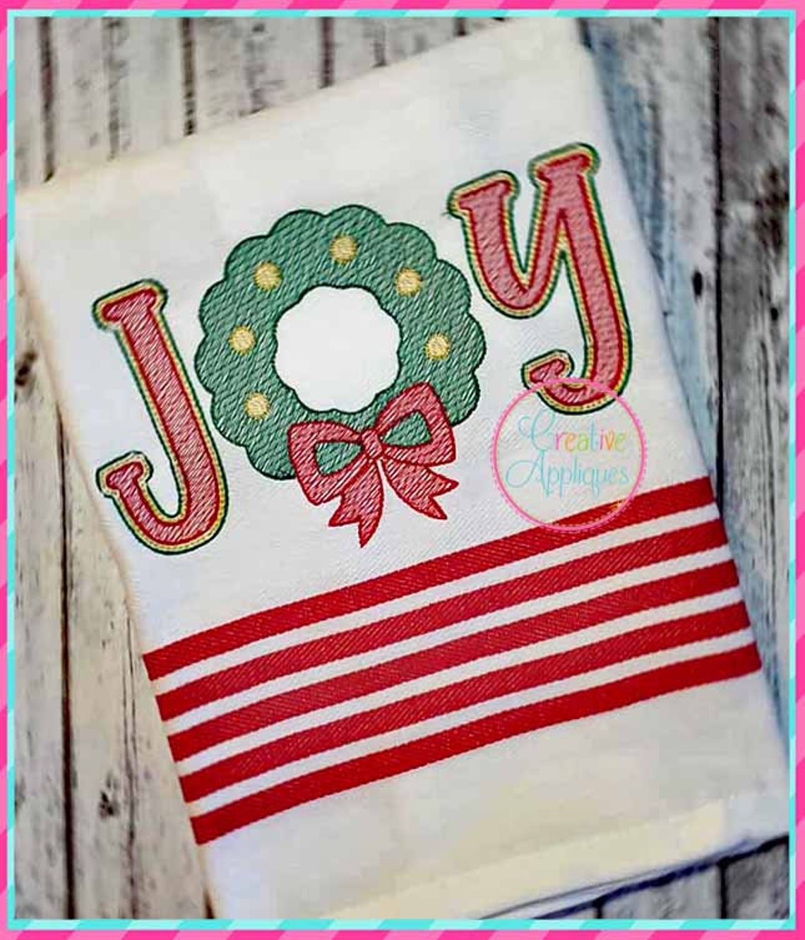 Sketch Stitch Joy Wreath Digital Machine Embroidery Design 5 Sizes ...