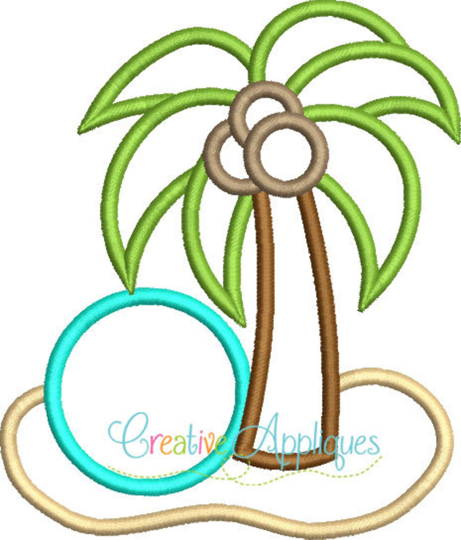 Palm Tree Monogram Digital Machine Embroidery Applique Design 4 Sizes ...