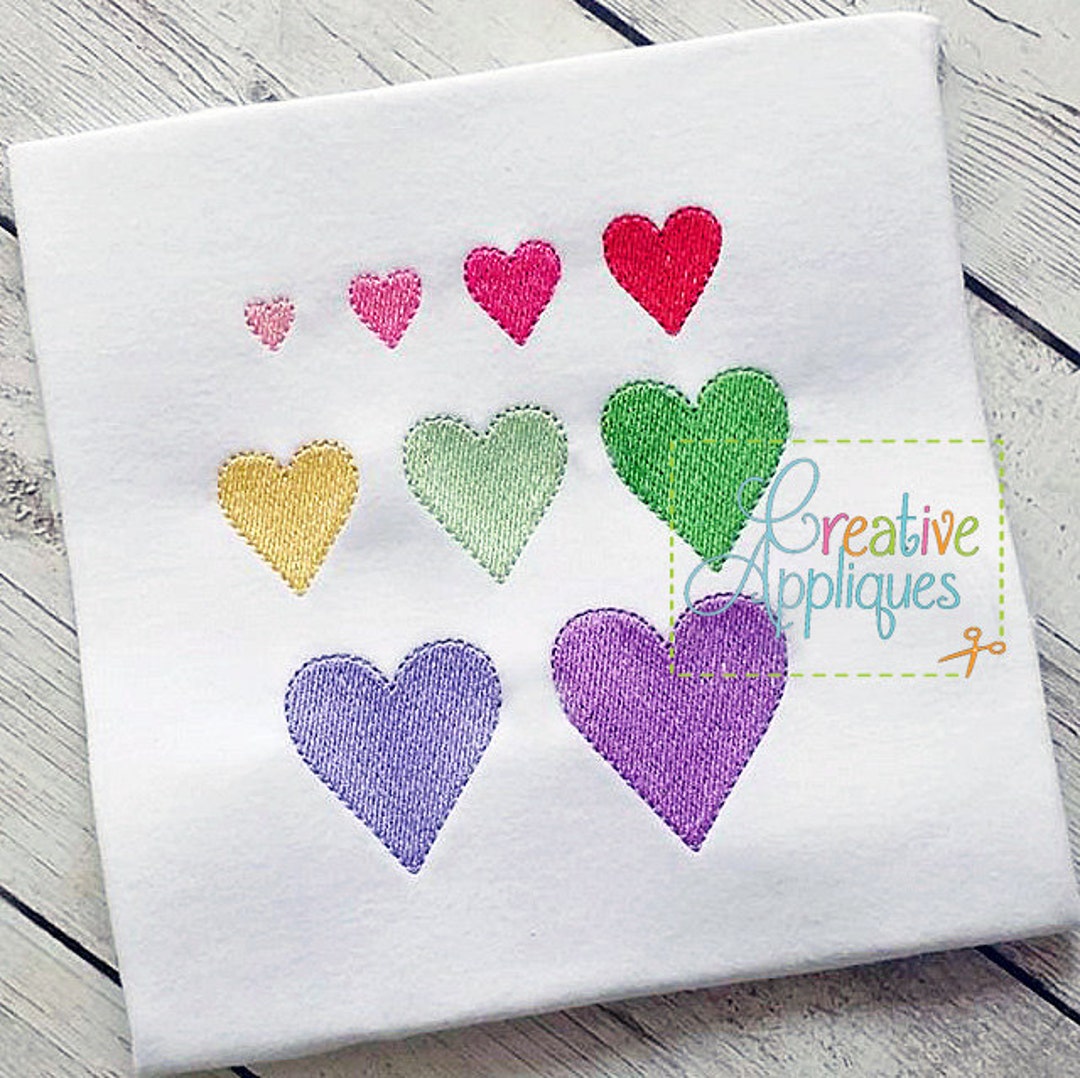 Heart Miniature Embroidery Digital Machine Embroidery Design 9 Sizes ...